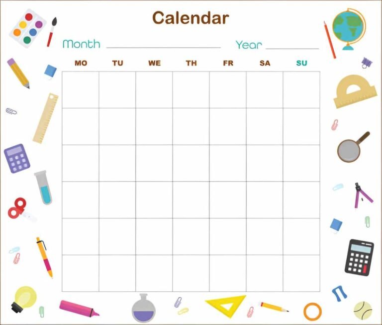 School Year Calendar Excel Template Free Download – The Fox Click ...
