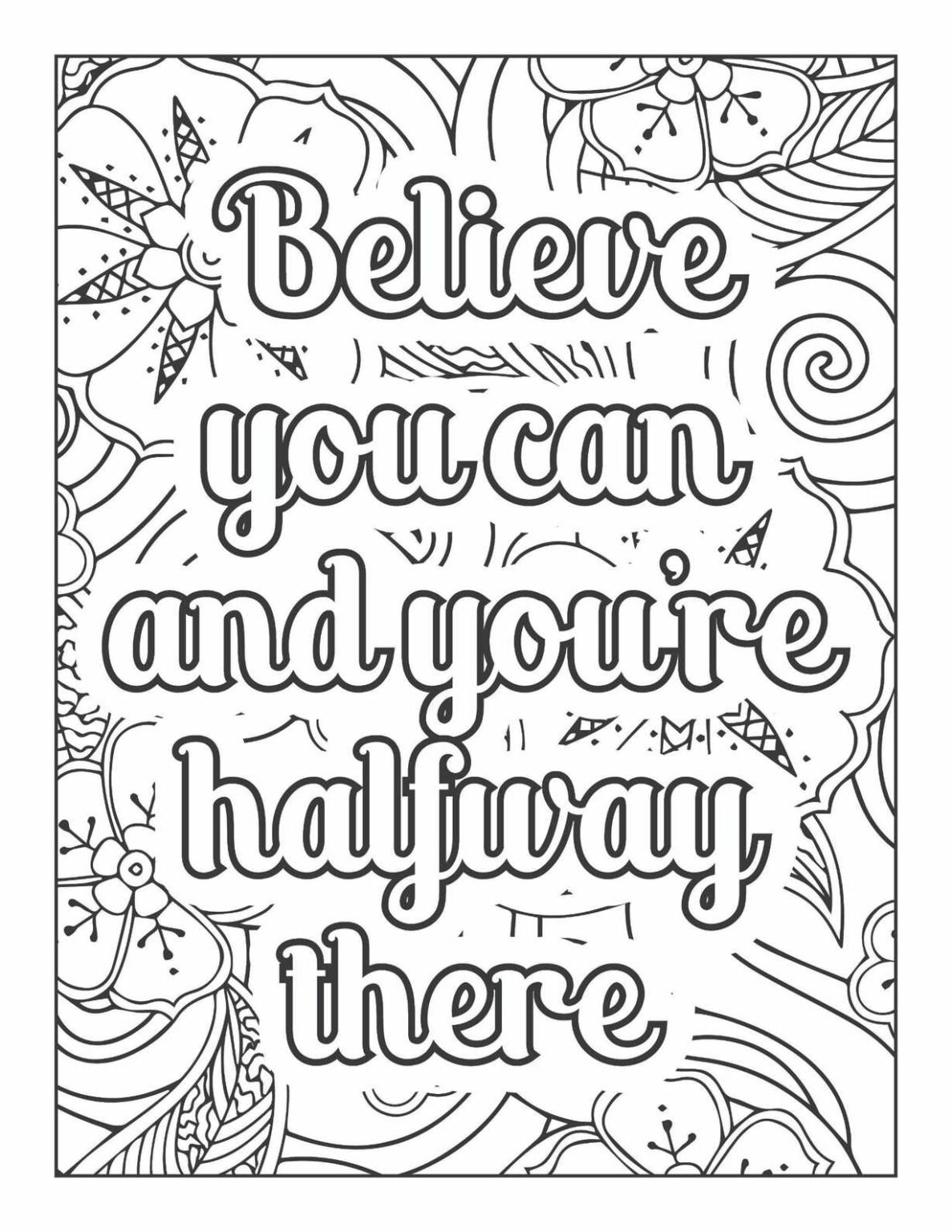 “Believe You Can” Motivational Quote Coloring Page for Self-Belief ...