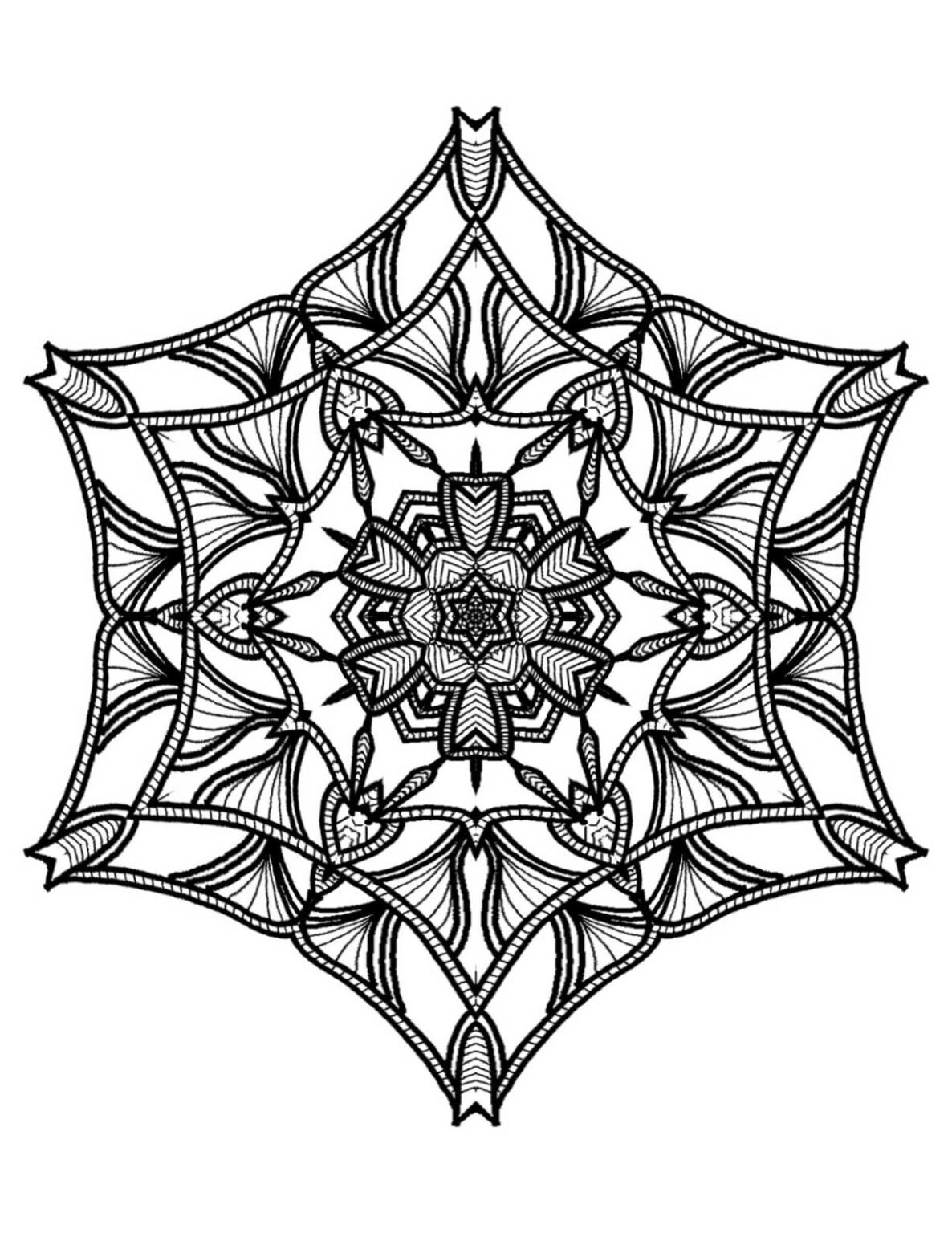 Advanced Geometric Mandala with Flowing Petals and Starburst Details ...